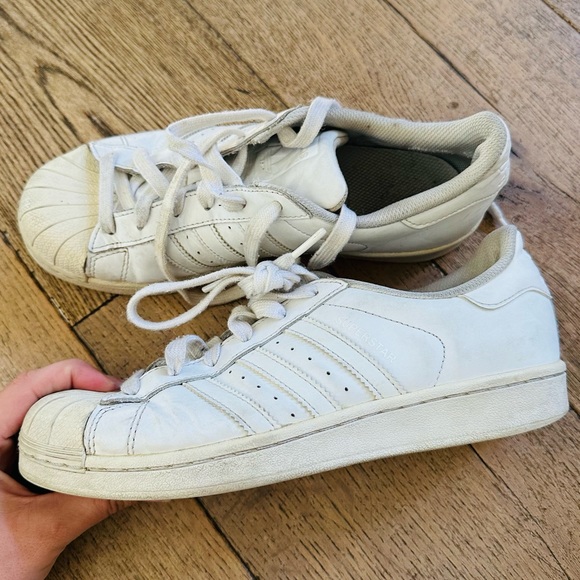 adidas | Shoes | Adidas White Super Star Tripple Stripe Lace Up Sneaker ...